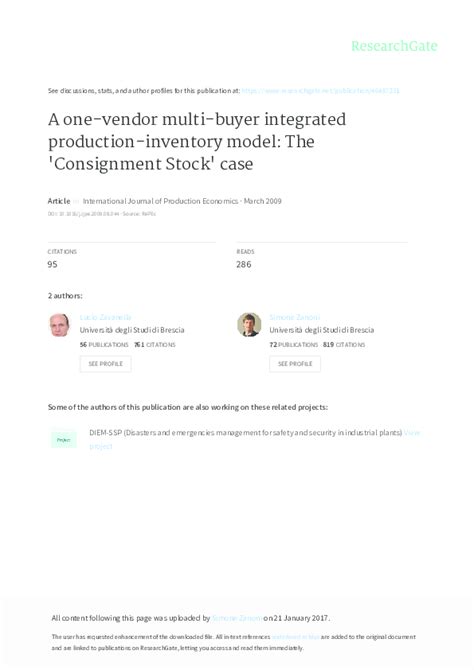 Pdf A One Vendor Multi Buyer Integrated Production Inventory Model The ‘consignment Stock Case