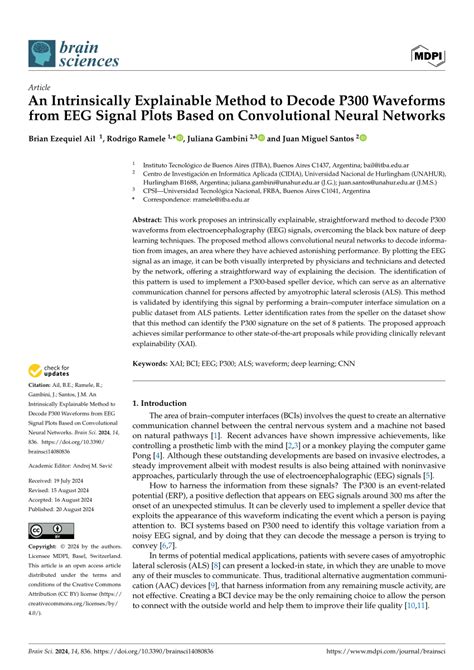 Pdf An Intrinsically Explainable Method To Decode P300 Waveforms From Eeg Signal Plots Based