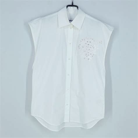 Msgm 여성 펀칭자수 민소매 셔츠 화이트38 Hu 헬로마켓