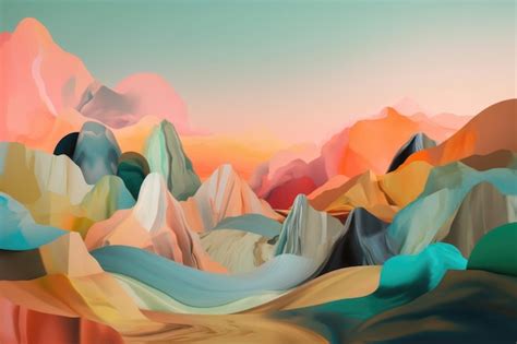 Premium Ai Image Abstract And Surreal Landscape With Mix Of Pastel And Vibrant Colors Created