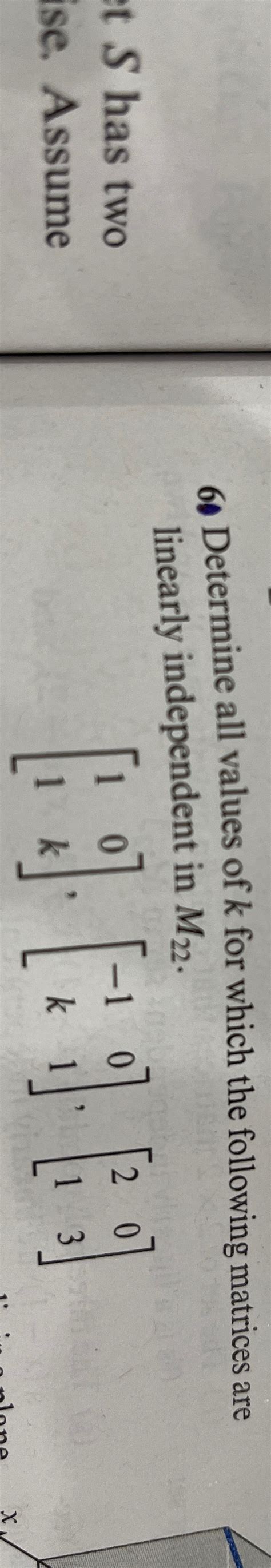 solved 60 ﻿determine all values of k ﻿for which the
