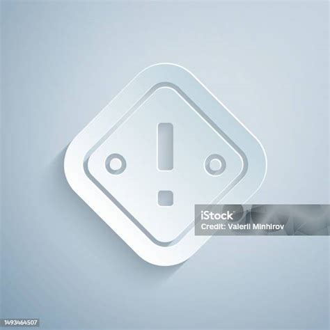 종이 잘라낸 삼각형 아이콘의 느낌표는 회색 배경에 분리되어 있습니다 위험 경고 표시 주의 주의 위험 경고 중요 표시 종이 아트 스타일 벡터 3차원 형태에 대한 스톡 벡터