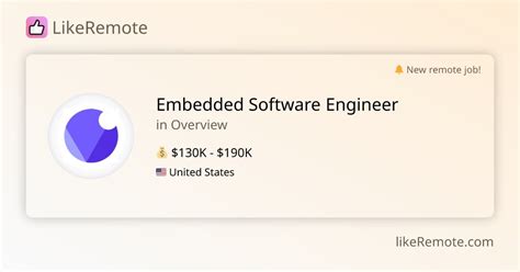 📩 Embedded Software Engineer At 🏢 Overview Salary 💰130k 190k 📍remote Job In 🇺🇸 United