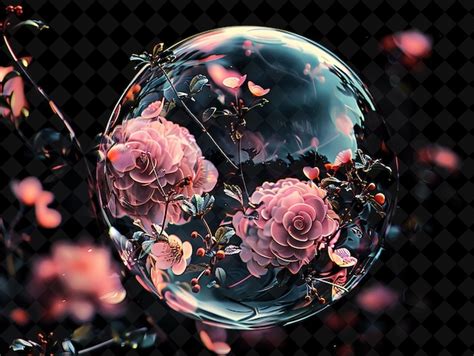 Premium Psd A Bubble With Flowers And Leaves On It