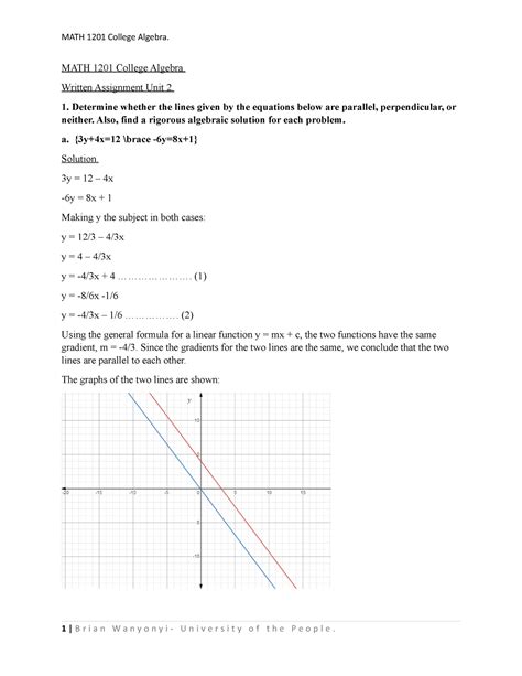 Math 1201 Writen Assignment Unit 2 Math 1201 College Algebra Written Assignment Unit 2 1