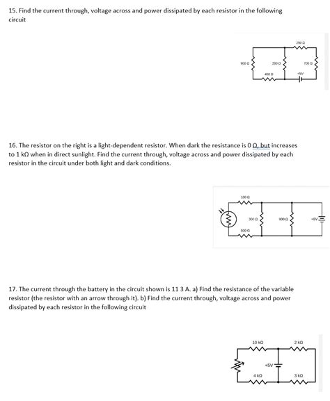 Solved 15 Find The Current Through Voltage Across And
