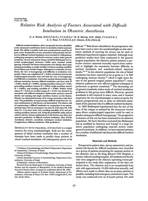 Pdf Relative Risk Analysis Of Factors Associated With Difficult