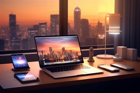 Premium Photo Stylish And Minimalistic Workspace With Digital Generative Ai