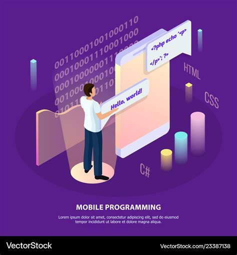 Isometric Freelance Programming Background Vector Image