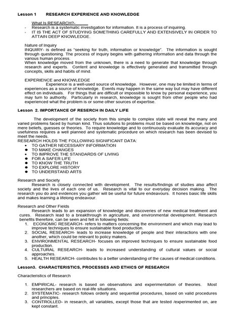 Pract Res Handouts Pdf Knowledge Experiment