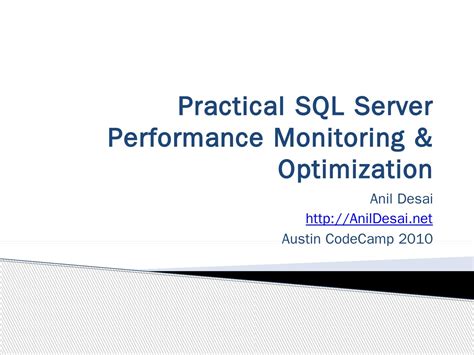 Sql Server Performance Monitoring And Optimization