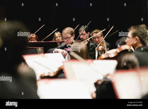 String Section In Orchestra Stock Photo Alamy