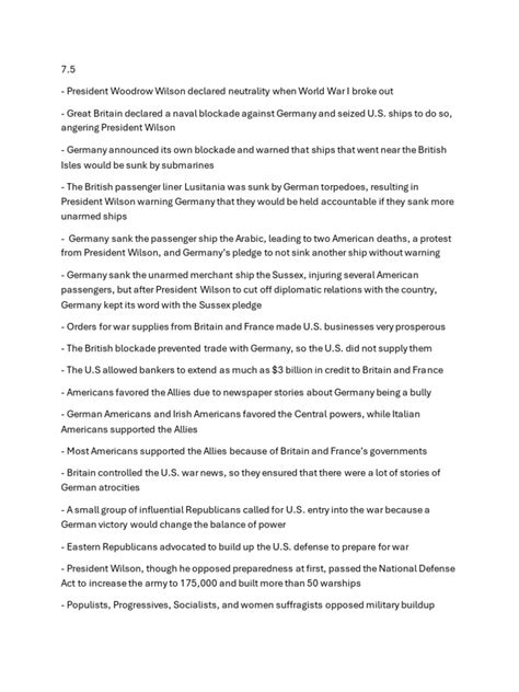 Apush Notes 7 5 7 6 Pdf Treaty Of Versailles Woodrow Wilson