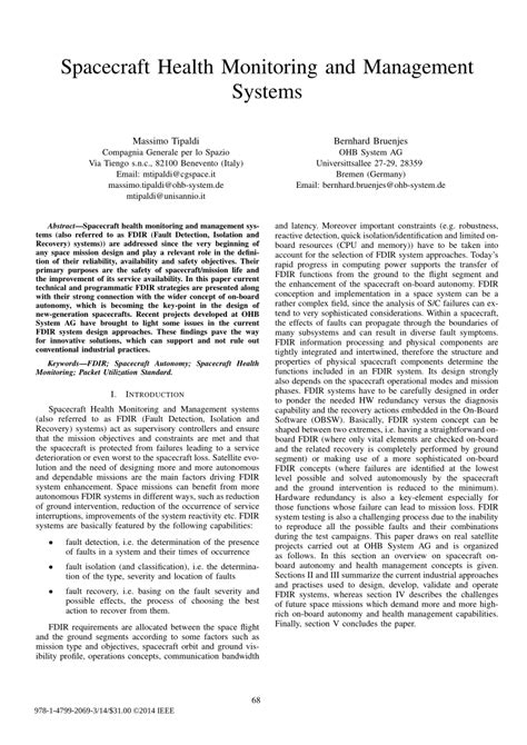 Pdf Spacecraft Health Monitoring And Management Systems