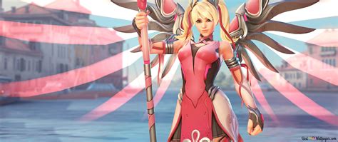 Overwatch Game Pink Mercy 4k Wallpaper Download