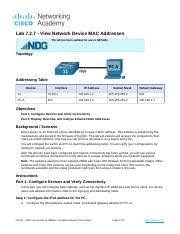 Lab View Network Device MAC Addresses STU Docx Lab View Network Device MAC