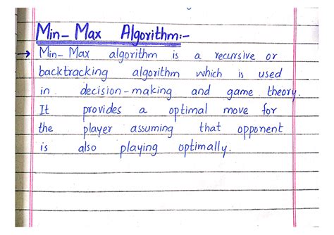 mini max algorithm in ai max max algorithm is a recursive or