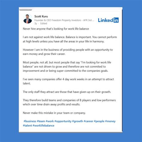 Ceo Warns Employers Not To Hire Anyone Who Mentions Work Life Balance