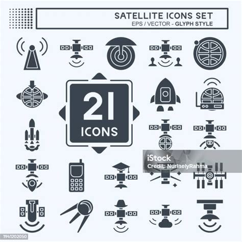 아이콘 위성 설정 공백 기호와 관련이 있습니다 글리프 스타일 심플한 디자인 편집 가능 간단한 일러스트레이션 과학에 대한 스톡 벡터 아트 및 기타 이미지 Istock