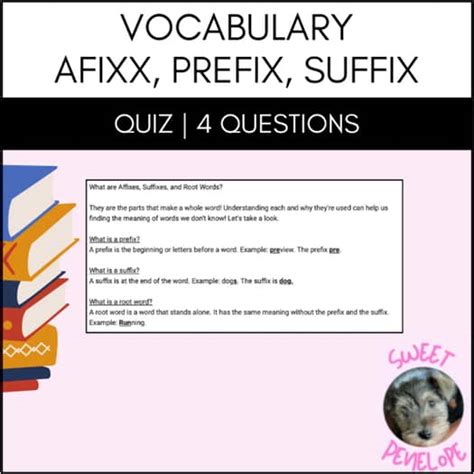 Freebie Affix Prefix And Suffix Vocabulary By Sweet Penelope Resources