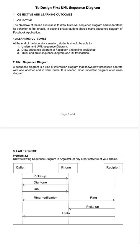 solved to design first uml sequence diagram 1 objective and