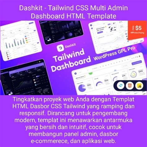 jual dashkit tailwind css multi admin dashboard html template