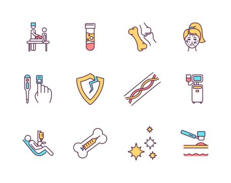 Medical Test Icon Set For Laboratory Research Container Blood Healthcare Vector Container