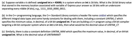 a suppose variable x is defined unsigned int x
