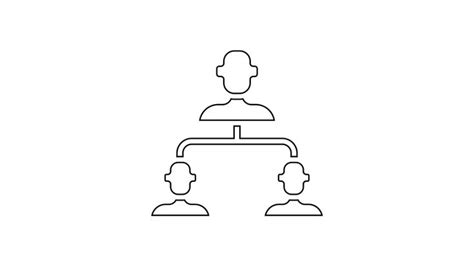 Black Line Business Hierarchy Organogram Chart Infographics Icon Isolated On White Background