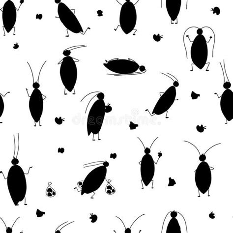 Funny Cockroaches Seamless Pattern For Your Design Stock Vector