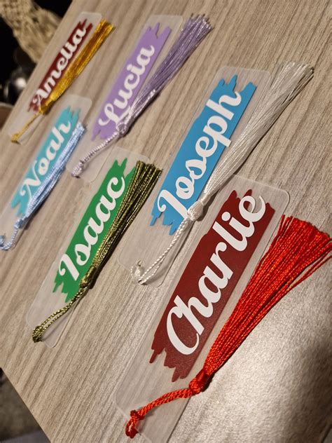 Personalised Bookmarks Assorted Colours White Name Etsy