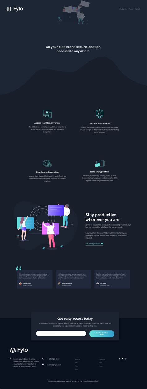 frontend mentor fylo dark theme landing page html scss js gsap coding challenge solution