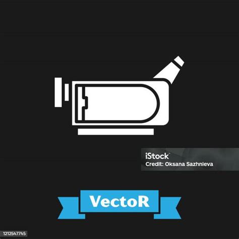 흰색 시네마 카메라 아이콘은 검은 색 배경에 격리 비디오 카메라 동영상 기호입니다 필름 프로젝터 벡터 일러스트레이션 0명에 대한 스톡 벡터 아트 및 기타 이미지 Istock