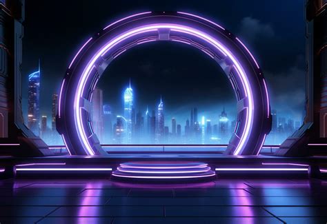 Ai Generative Neon Illuminated Futuristic Backdrop Realistic Image Ultra Hd High Design Very