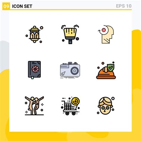 Stock Vector Icon Pack Of 9 Line Signs And Symbols For Photography Spring Clear Text Book