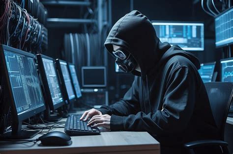Premium Photo Masked Hacker Is Using Computer For Organizing Massive Data Breach Attack On