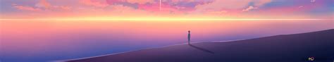 Sunset Cloudy Sky And A Lonely Guy 4k Wallpaper Download