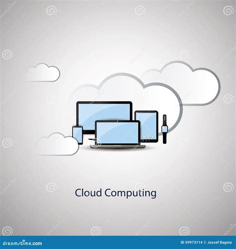 Cloud Computing Concept Design With Mobile Devices And Cloud Background Stock Vector