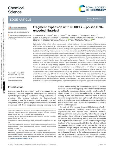 Pdf Fragment Expansion With Nudels Poised Dna Encoded Libraries