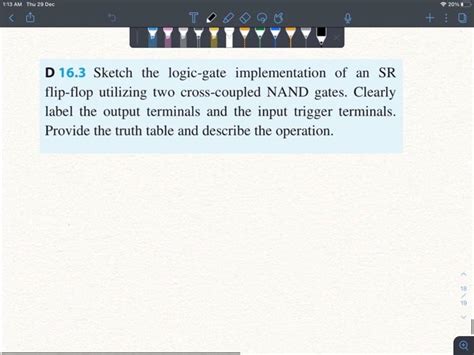 solved d 16 3 sketch the logic gate implementation of an sr