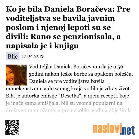 Ko Je Bila Daniela Boračeva Pre Voditeljstva Se Bavila Javnim Poslom I