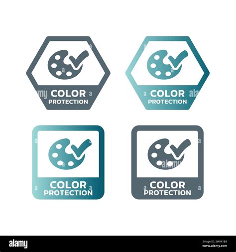 Color Protection Vector Label Hexagon And Rectangle Washing Powder Labels Stock Vector Image