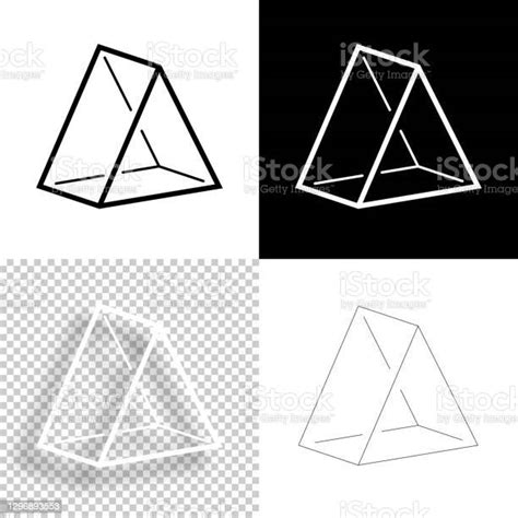 3d 삼각형 디자인 아이콘입니다 빈 흰색 및 검은색 배경 선 아이콘 프리즘에 대한 스톡 벡터 아트 및 기타 이미지 프리즘