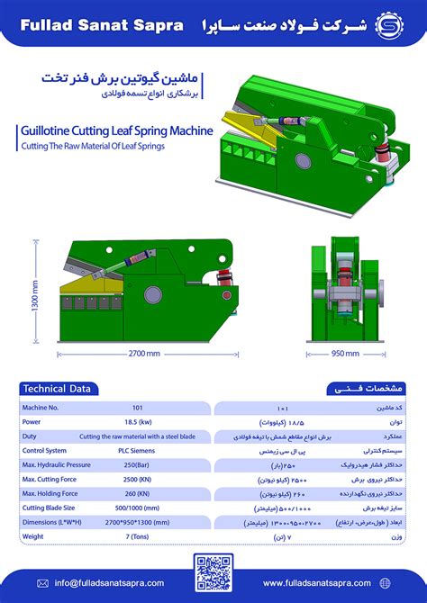 ماشین گیوتین برش فنر شرکت فولاد صنعت ساپرا