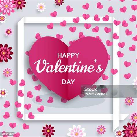 해피 발렌타인 데이 배경입니다 배너 인사말 카드 전단지에 대 한 좋은 디자인 서식 파일 종이 예술 꽃과 하트 가격에 대한 스톡 벡터 아트 및 기타 이미지 Istock