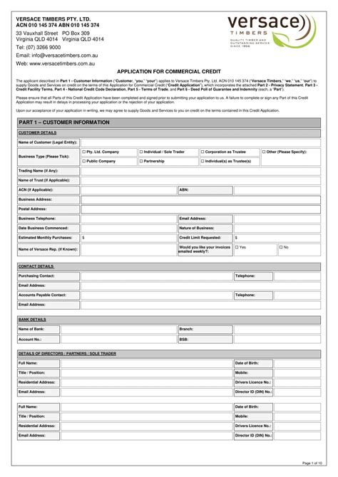 Free Printable Credit Application Form Templates [pdf Word]