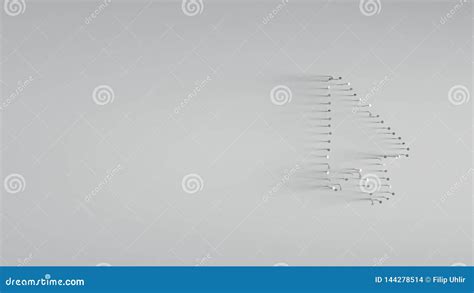 3d Rendering Various Metal Nails In Shape Of Mouse Pointer Stock