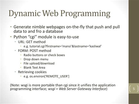 Ppt Dynamic Web Programming Python Pg And Cgi Modules Powerpoint