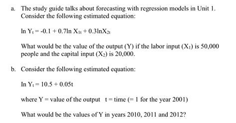 Solved A The Study Guide Talks About Forecasting With Chegg