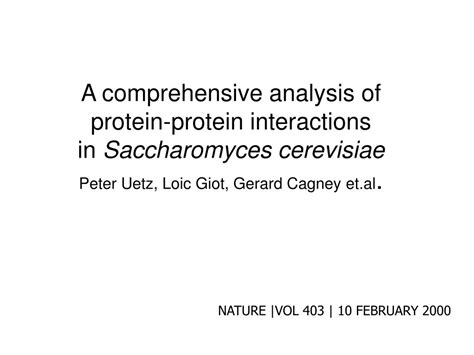 Ppt A Comprehensive Analysis Of Protein Protein Interactions In